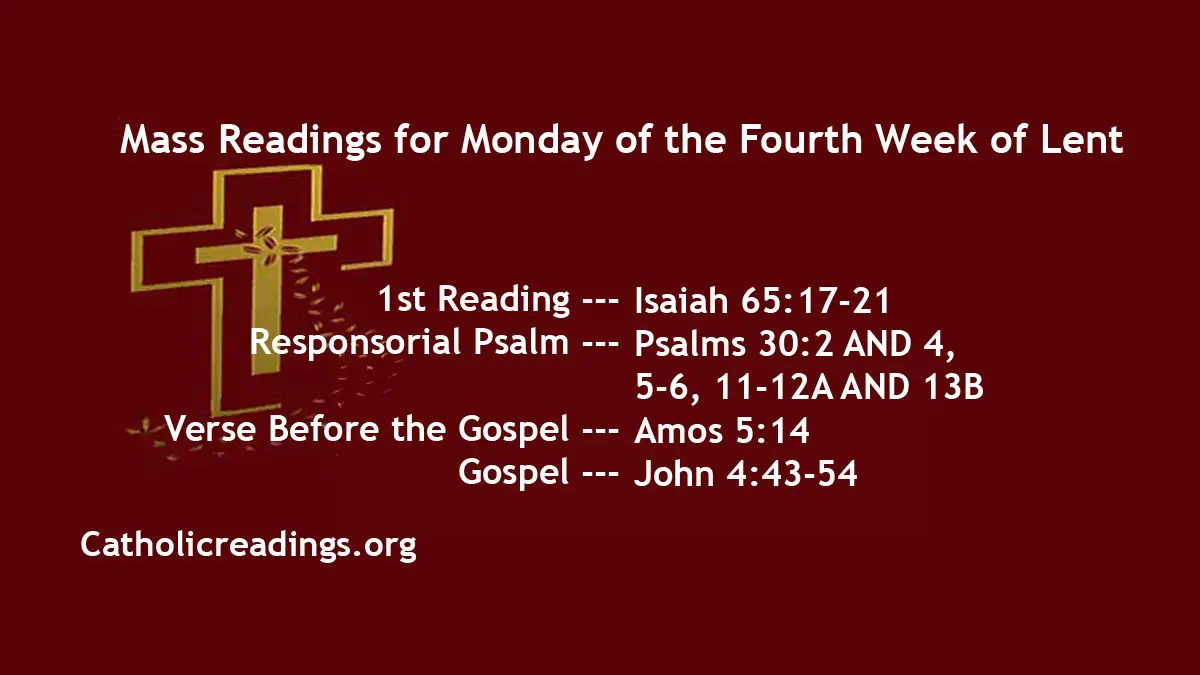 Catholic Readings - March 16 2026, Monday of the 4th Week of Lent