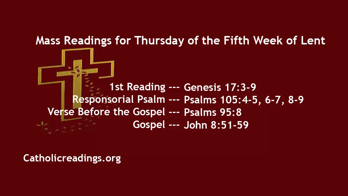 Catholic Readings - March 26 2026, Thursday of the Fifth Week of Lent